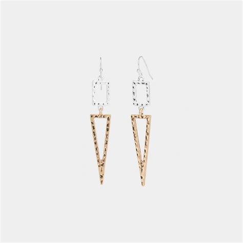 Rect Tri Dangle Earrings Mixed Metal Final Sale Tgbbrands