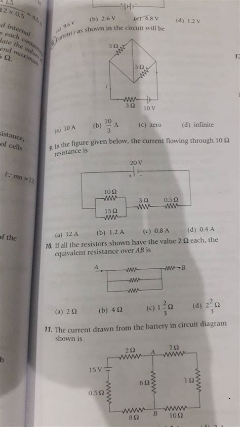 In The Figure Given Below The Current Flowing Through 10Ω Resistance Is
