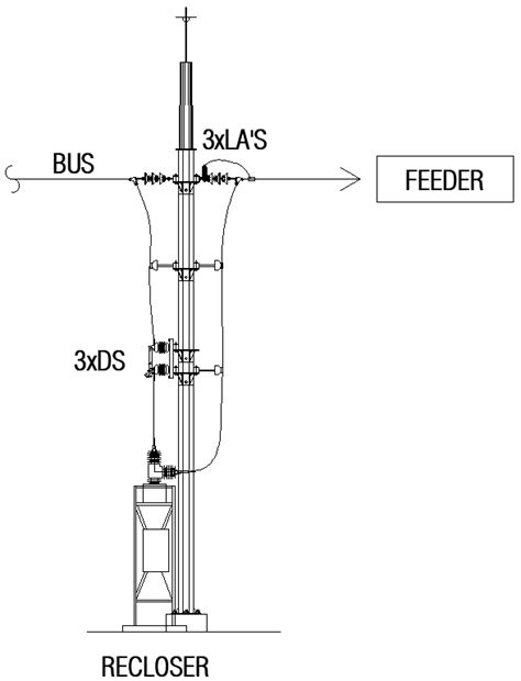 High Voltage Recloser Switch Dwg Electrical Cad Block