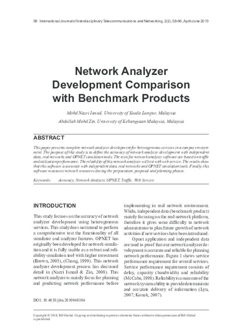 Pdf Network Analyzer Development Comparison With Benchmark Products
