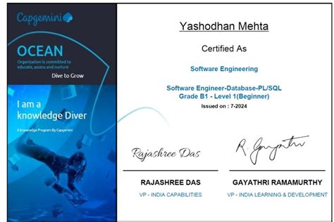 Yashodhan Mehta On Linkedin Capgemini Ocean Plsql