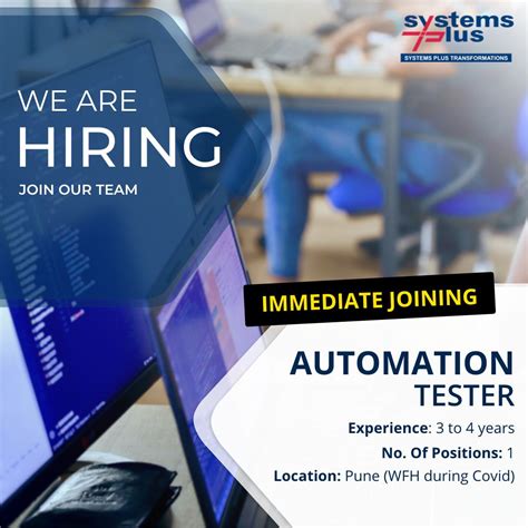 Systems Plus Transformations On Linkedin Hiring Automationtester Automationtesting Jobs