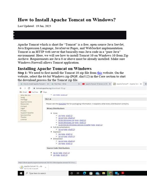 How To Install Apache Tomcat On Windows Pdf Java Programming Language Software