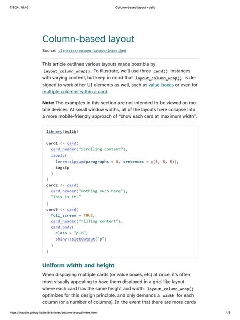 column based layout bslib pdf