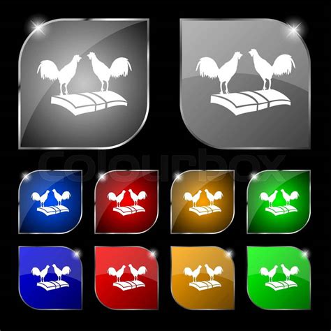 Cock Fights Icon Sign Set Of Ten Colorful Buttons With Glar Colourbox