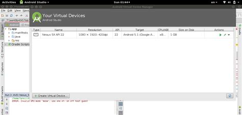 Regarding Gpu Mode Error In Launching Android Virtual Device Stack