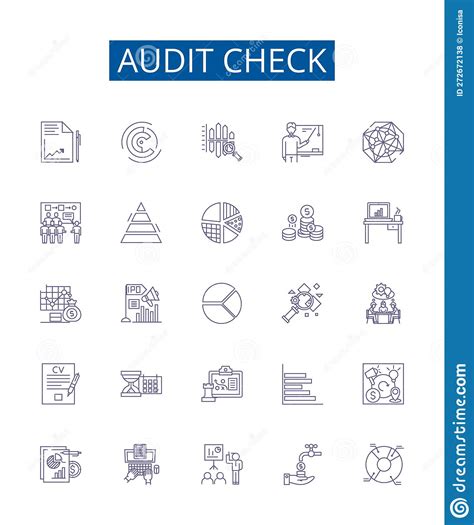 Audit Check Line Icons Signs Set Design Collection Of Inspection