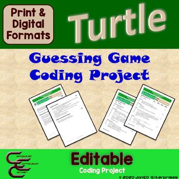 Turtle Guessing Game Exit Ticket EDITABLE Resource Package TpT