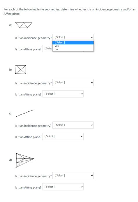 For Each Of The Following Finite Geometries