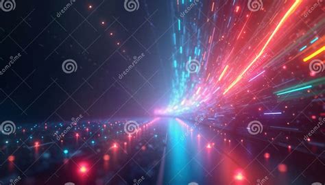 Abstract 3d Render Shows Colorful Light Rays Glowing Particles Caustic Effect Creates Dynamic