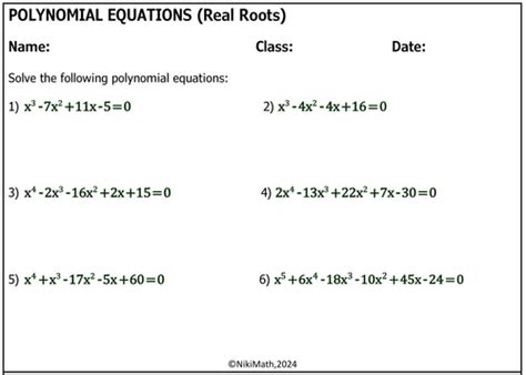 Algebra 2 Pre Calculus Warm Ups Polynomial Equations And Inequalities