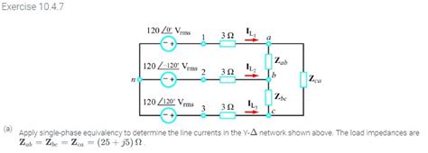 Solved Exercise 10 4 7 120 0 Vrms Zab 1204120 vrms 2 3Ω Zbc Chegg com