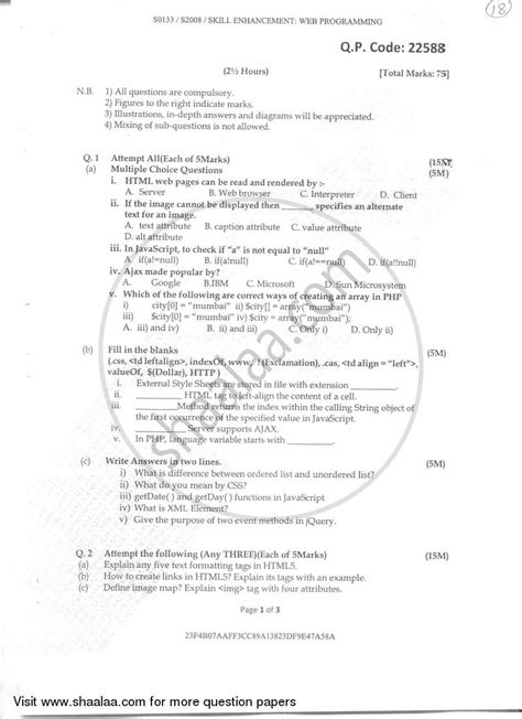 Web Programming 2017 2018 Bsc Computer Science Semester 3 Sybsc