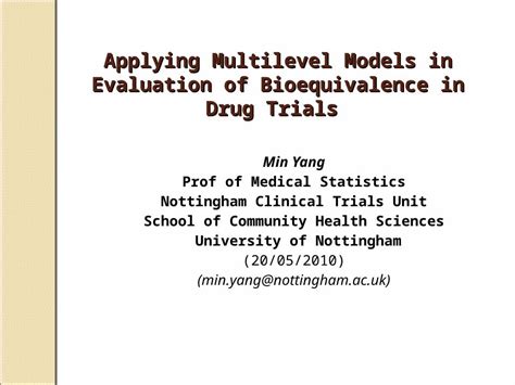 Ppt Applying Multilevel Models In Evaluation Of Bioequivalence In