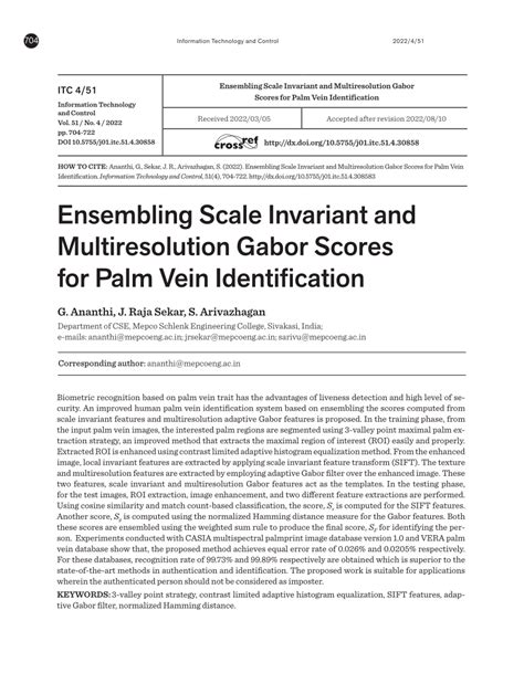 Pdf Ensembling Scale Invariant And Multiresolution Gabor Scores For