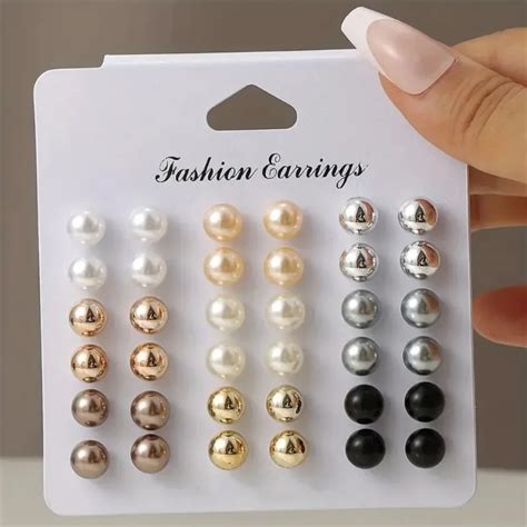 Женские серьги-гвоздики с искусственным жемчугом, 18 пар | AliExpress