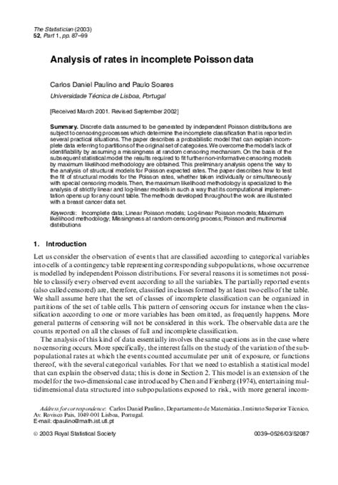 Pdf Analysis Of Rates In Incomplete Poisson Data