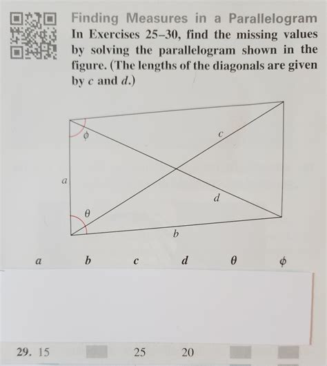 Solved Finding Measures In A Parallelogram In Exercises Chegg