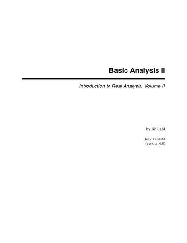 خرید و دانلود نسخه کامل کتاب Basic Analysis Ii Introduction To Real Analysis Volume Ii الی
