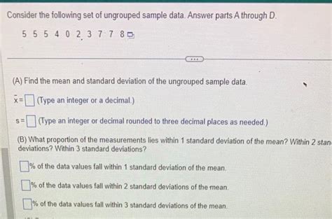 Solved Consider The Following Set Of Ungrouped Sample Data