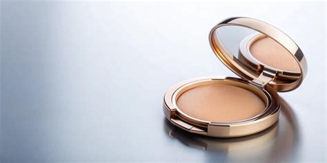 Highquality Makeup Compact Powder On Simple Background With Copy Space