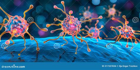 Neuronal Complexity 3d Microbiology Nerve Cell Render With Ample