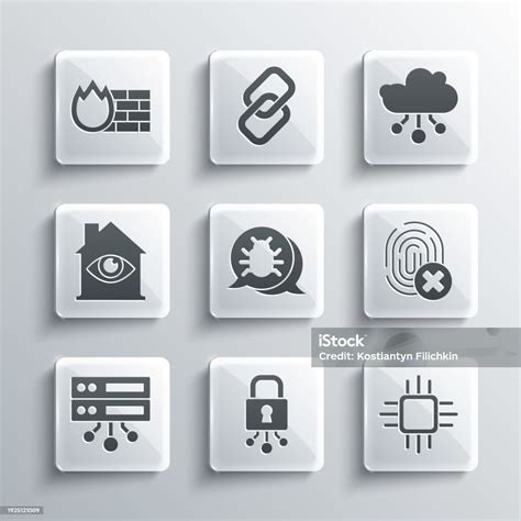 Set Cyber Security Processor With Microcircuits Cpu Cancelled Fingerprint System Bug Server Data