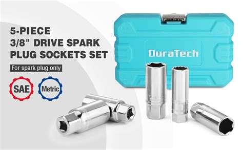 Duratech Spark Plug Socket Set 5 Piece Sae And Metric Cr V Spark Plug Sockets 14mm 18mm 5 8