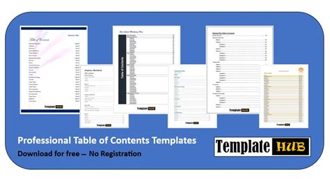 Free Professional Table Of Contents Templates Templates Hub