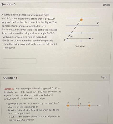 Solved A particle having charge q μC and mass m g is Chegg
