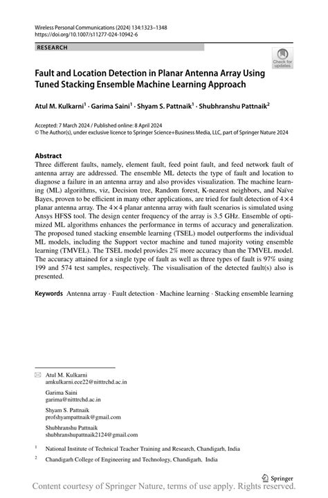 Fault And Location Detection In Planar Antenna Array Using Tuned