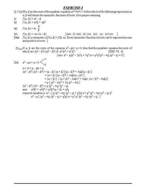 Quadratic Equation Sol Pdf Abstract Algebra Mathematical Analysis