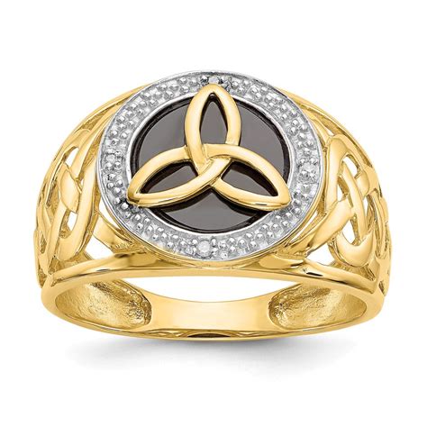 10k Yellow Wrhodium 10k And Rhodium Onyx Diamond Trinity Ring 10k3857