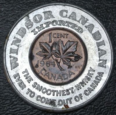 1964 Canada One Cent Encased Windsor Canadian Imported The Smoothest