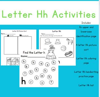 Letter Hh Activities No Prep Worksheetsprintables Tpt
