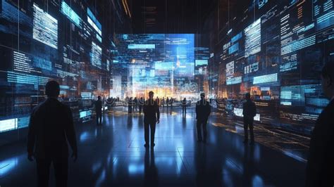 Visualization Of A Stock Market Trading Floor With Traders Charts And Digital Screens Stock