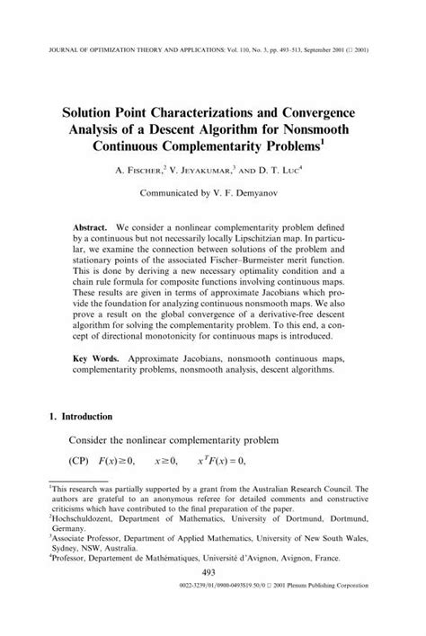 Pdf Solution Point Characterizations And Convergence Analysis Of A
