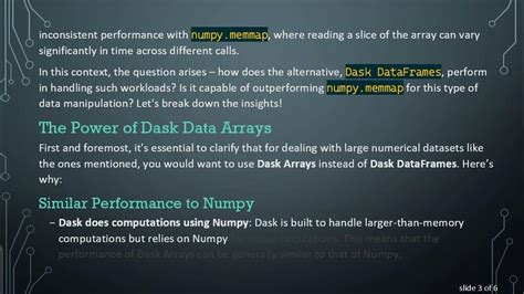 Comparing Dask Dataframes And Numpymemmap Performance For Large