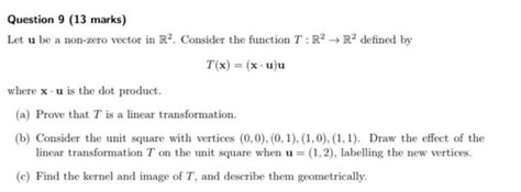 Solved Let U Be A Non Zero Vector In R2 Consider The