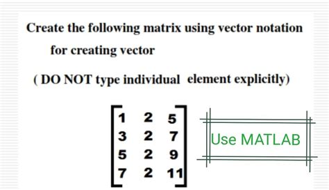 Solved Create The Following Matrix Using Vector Notation For Chegg Com