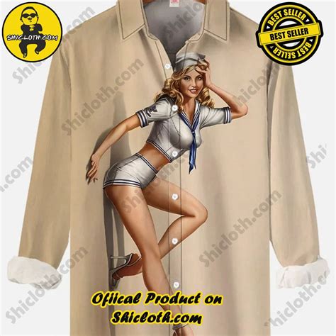 Vintage Pin Up Art American Flag Missile And Sexy Beauty Printing Long