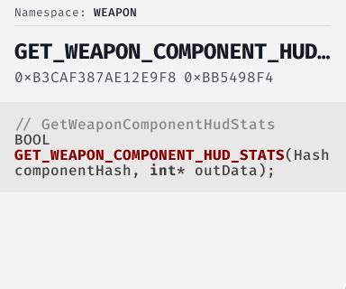 GetWeaponComponentHudStats FiveM Natives Cfx Re Docs