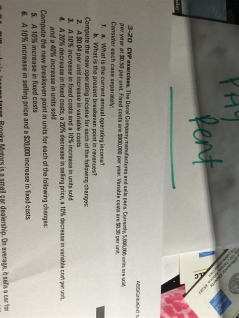 Solved Sday 3 20 CVP Exercises The Doral Company Chegg Com