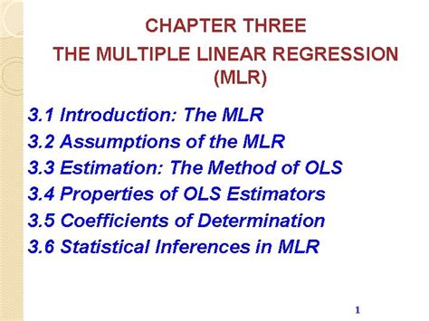 Chapter Three The Multiple Linear Regression Mlr 3