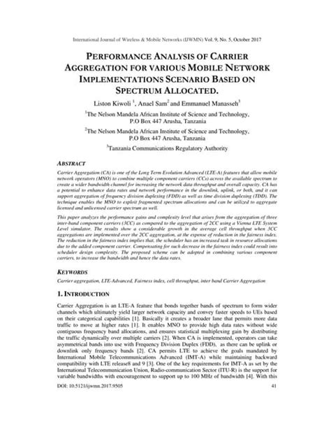 Performance Analysis Of Carrier Aggregation For Various Mobile Network Implementations Scenario