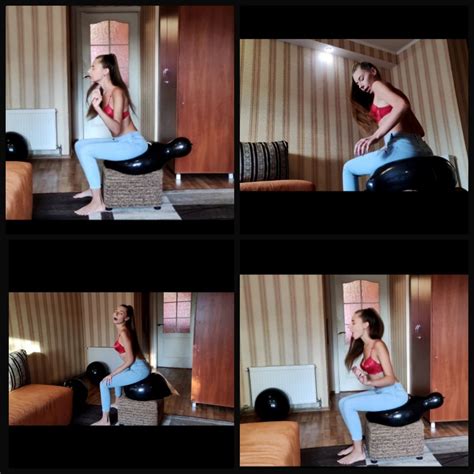 Sex Beauty With Balloons Jumping On Big Black Balloons