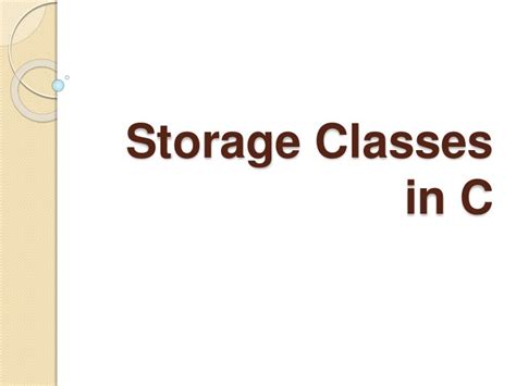 Storage Classes In C Language