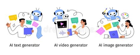 Set Of Vector Illustrations With People Using Generative Artificial