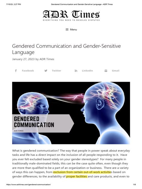 Gender Comm And Sensitivity Pdf Communication Grammatical Gender