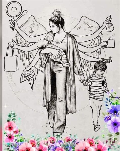 Motherhood Single Mom Drawings Mom Life Drawing Motherhood Sketch
